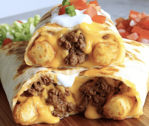 Loaded Beef & Cheese Tater Tot Burrito – Easy Cooking Ideas