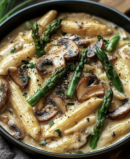 Creamy Mushroom asparagus Chicken Penne – Easy Cooking Ideas